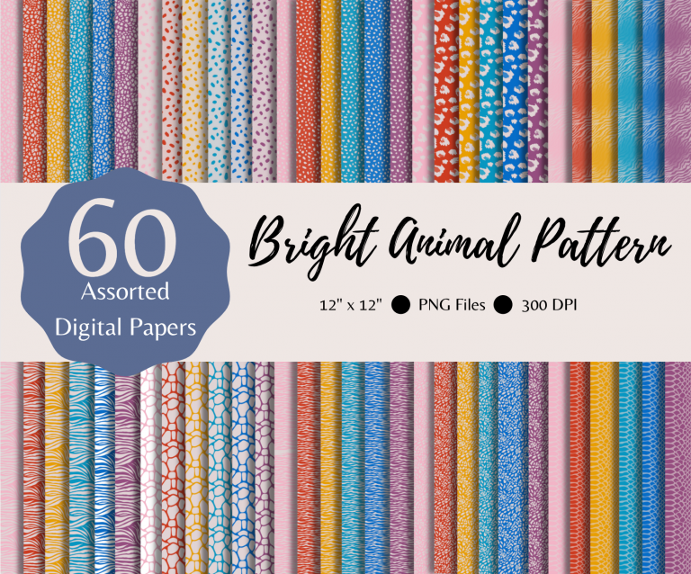 Bright Animal Pattern Digital Paper Pack – BrandableArt